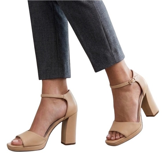 Franco Sarto | Shoes | Franco Sarto Dima Nude Leather Square Toe Block ...